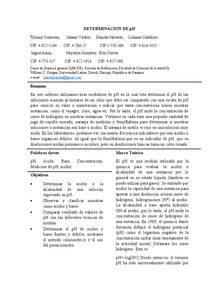 Determinacion de PH | PDF