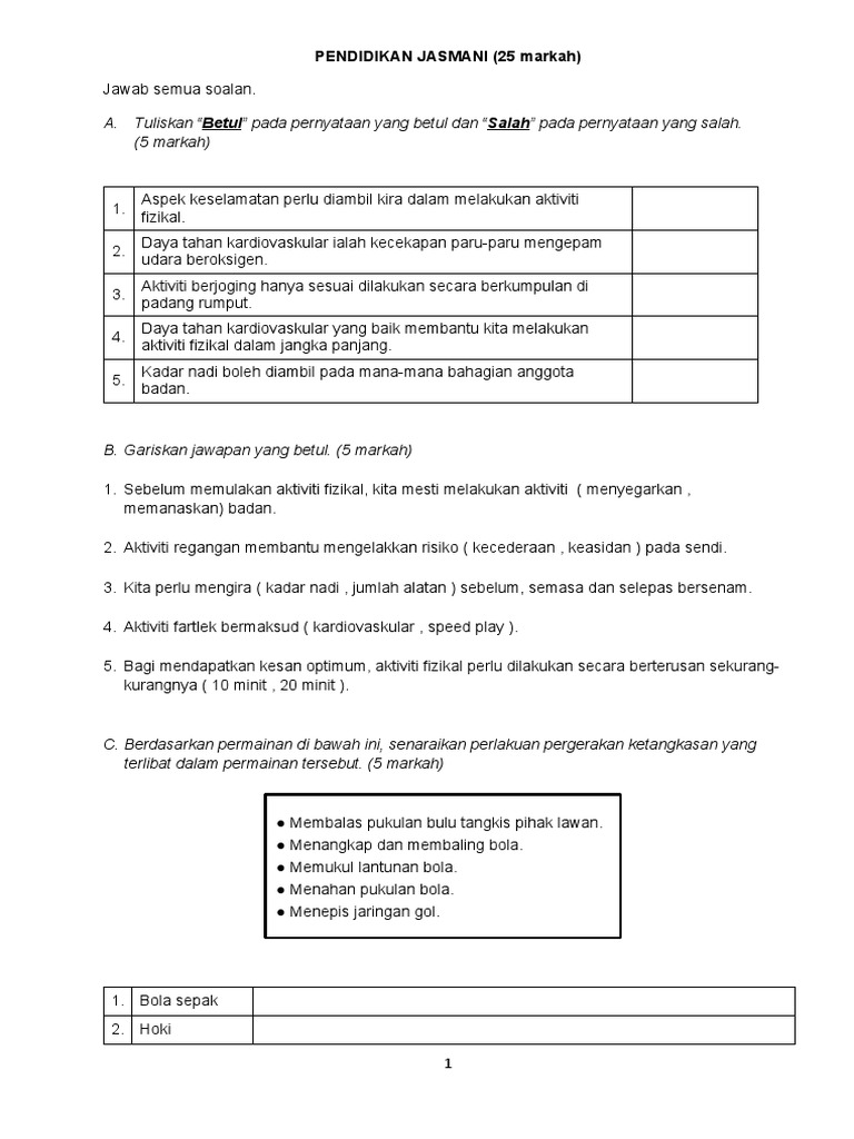 Pentaksiran PJPK Tahun 6 | PDF