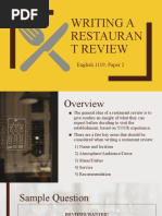 B1 Restaurant Review Writing Guide | PDF | Restaurants | Menu