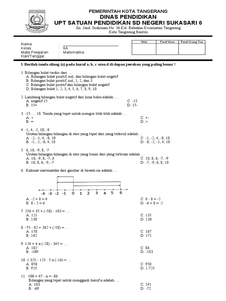 Soal PH 1-Bilangan Bulat | PDF | Metode & Bahan Ajar