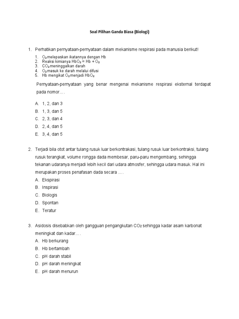Soal Pilihan Ganda Biasa | PDF