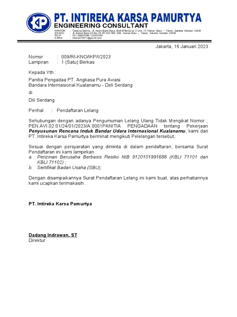 Surat Ikut Lelang | PDF