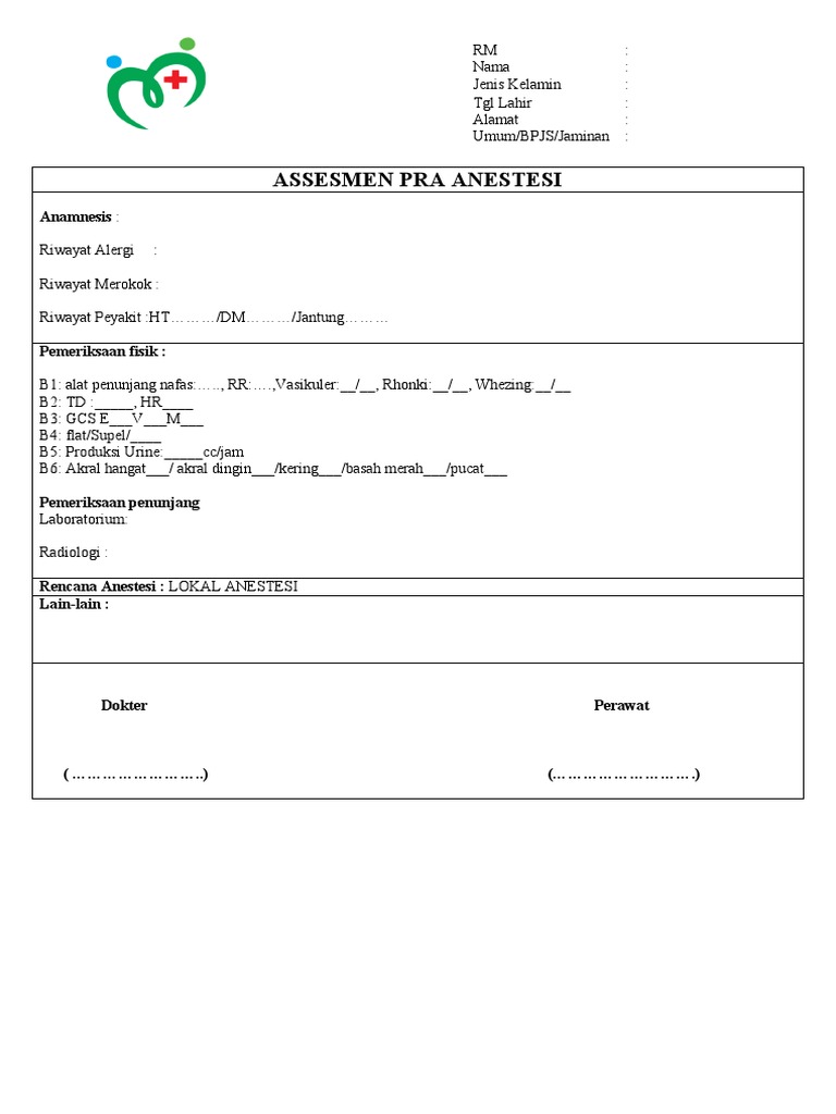 Assesment Pra Anestesi | PDF