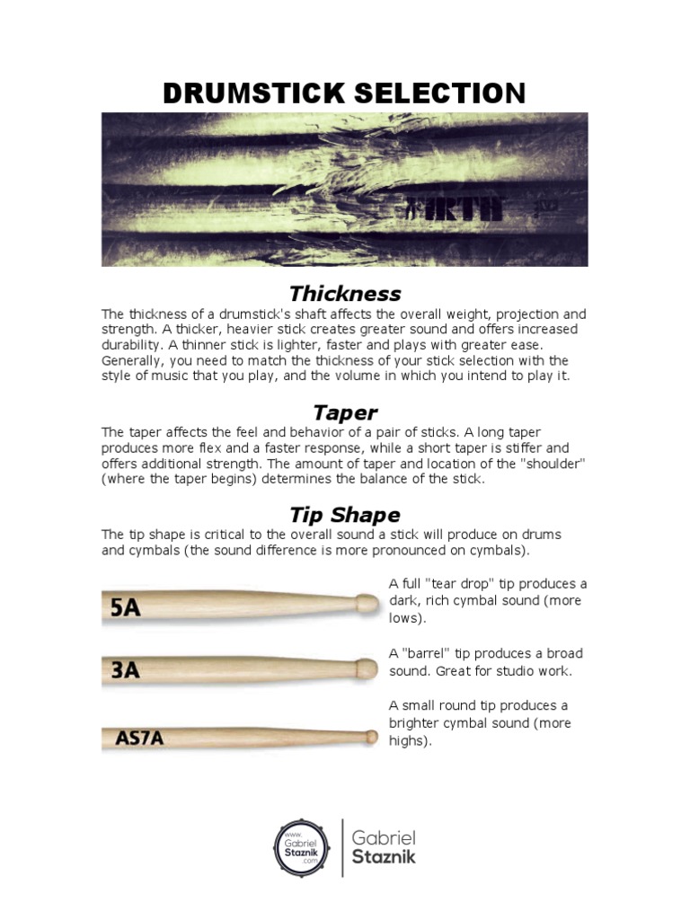 Drumstick Selection Handout - Staznik | PDF
