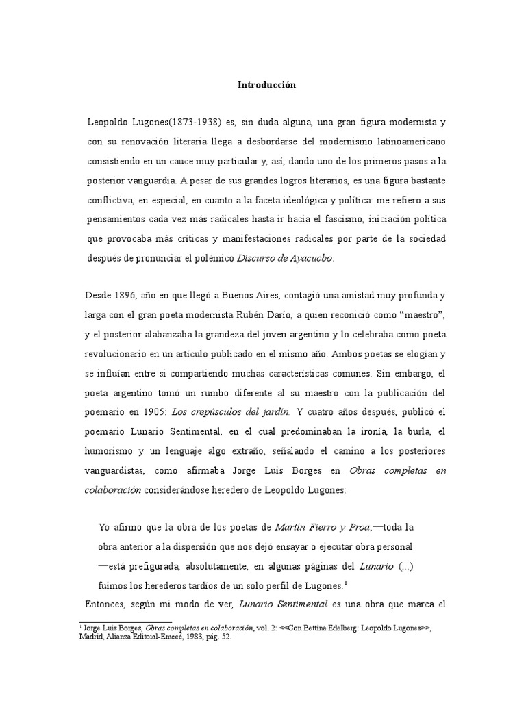 Elementos Vanguardistas en Forma Modernista en Lunario Sentimental de ...