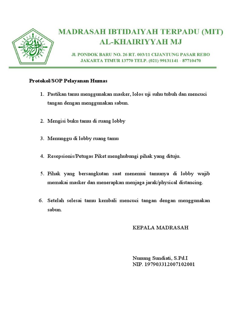 Protokol SOP Pelayanan Humas | PDF