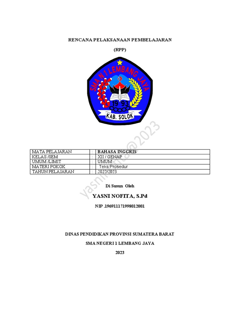 RPP Kd. 3.6 Procedure Text | PDF | Karier & Perkembangan
