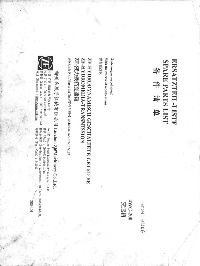 Zf Transmission Parts Book | PDF