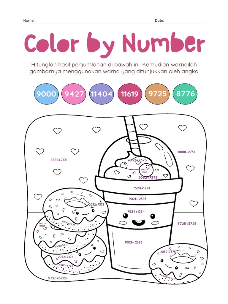 Colorful Color by Number Candy Worksheet Set | PDF