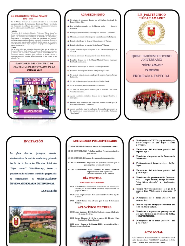 Triptico Aniversario | PDF