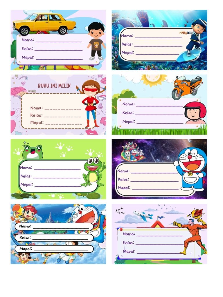 Template Label Nama Buku Anak | PDF