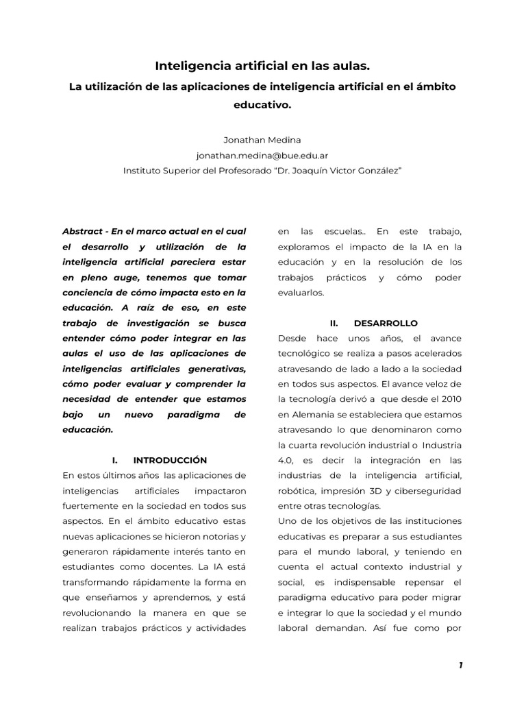 Inteligencia Artificial En Las Aulas Pdf Inteligencia Artificial