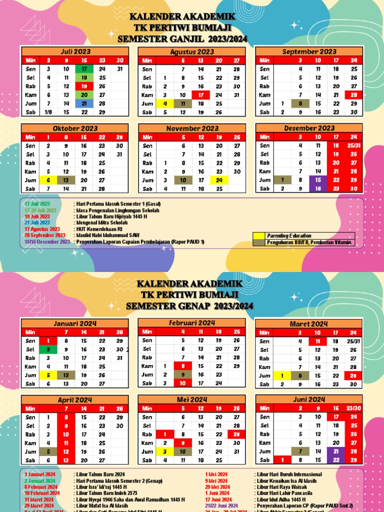 Kalender Pendidikan PAUD Jateng 2024/2025 | PDF