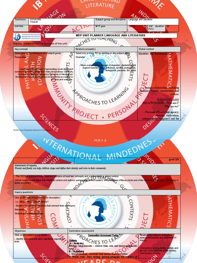Interactive Unit Plan Language and Literature | PDF | Learning ...