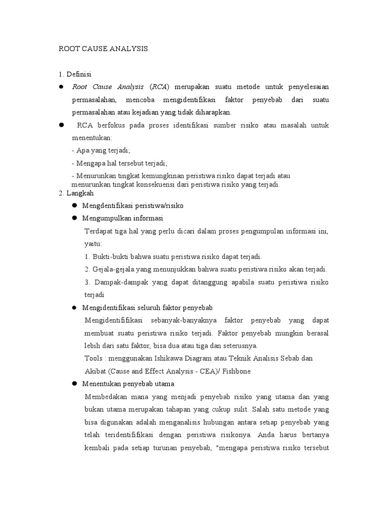Root Cause Analysis | PDF