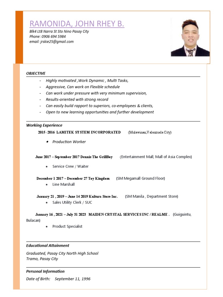 JORA Johnrheyramonida Resume 20230823 | PDF