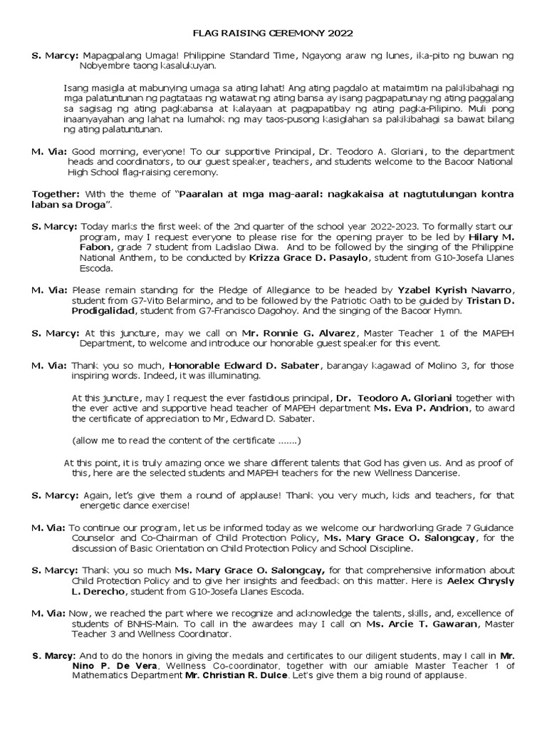 Script Flag Raising Ceremony | PDF