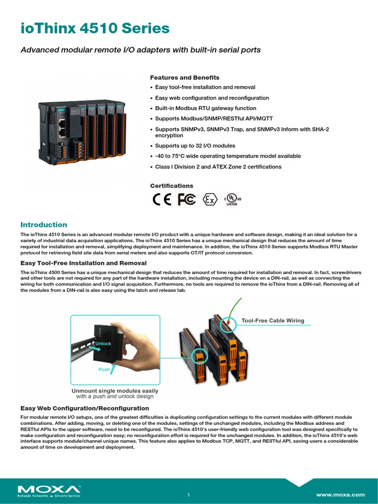 ioThinx 4510: Modular Remote I/O Adapter | PDF