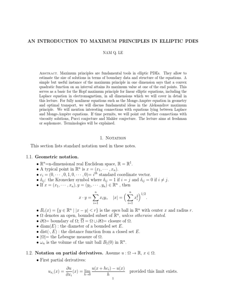 Maximum Principles in Elliptic PDEs | PDF
