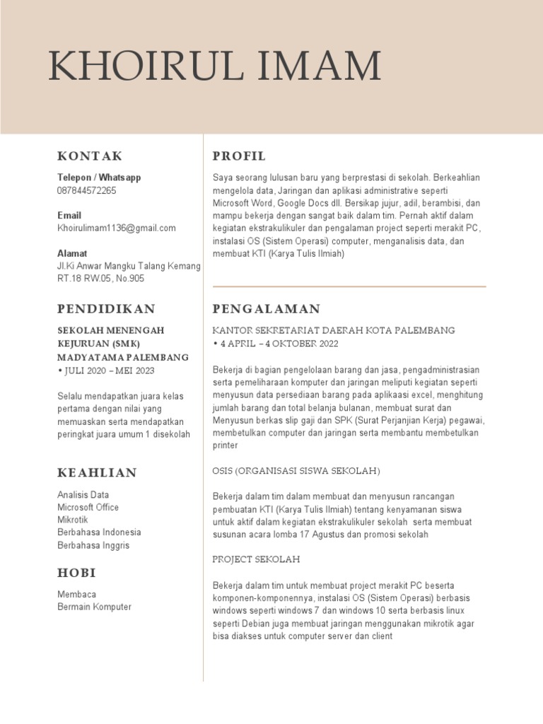 Khoirul Imam. | PDF | Karier & Perkembangan