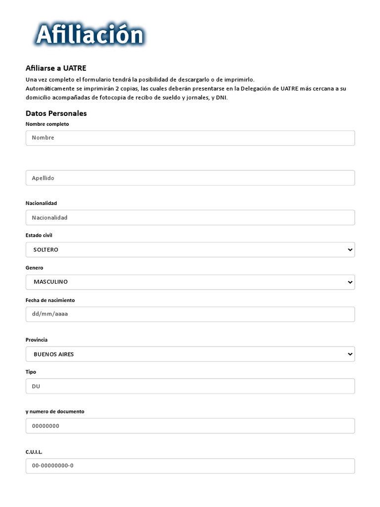 Anexo II Uatre - Formulario | PDF