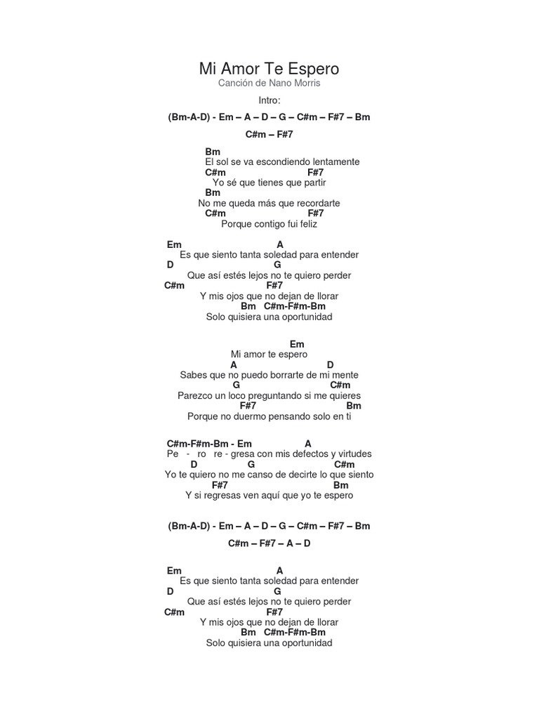 Mi Amor Te Espero Guitarra | PDF