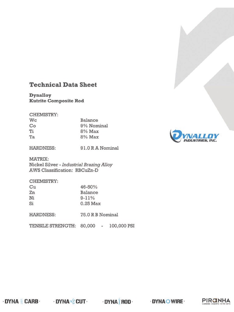 Tech Data Sheet -Dynalloy Kutrite2 | PDF
