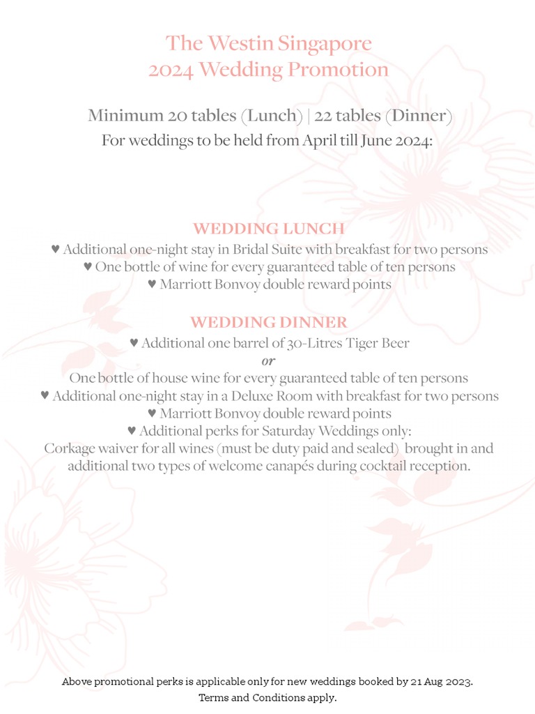 Westin 2024 Wedding Promotion | PDF