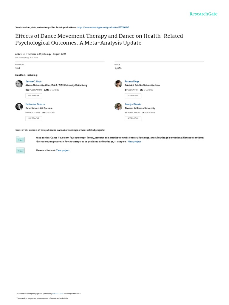 Effects of Dance Movement Therapy and Dance On Health-Related ...