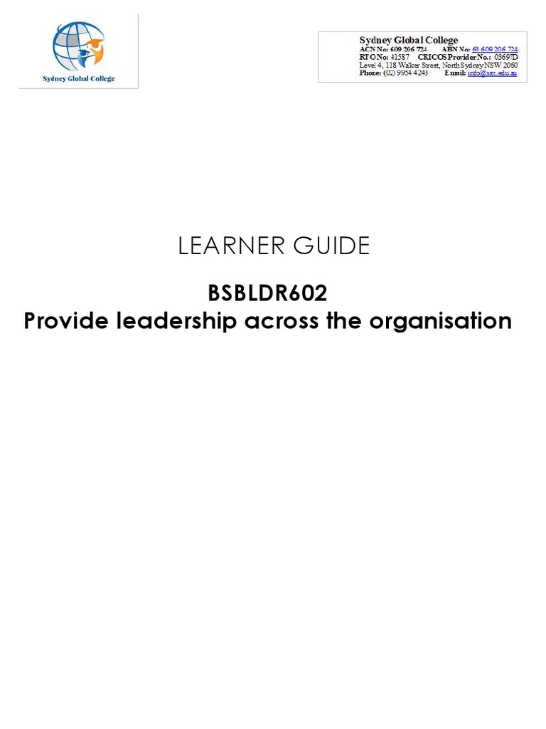 BSBLDR602 Learner Guide | PDF