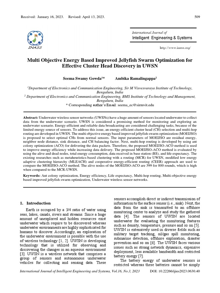 Multi Objective Energy Based Improved Jellyfish Swarm Optimization For Effective Cluster Head ...