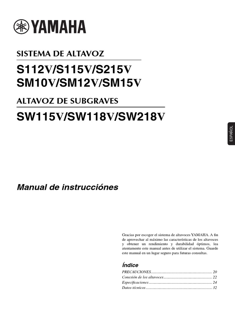 S112V/S115V/S215V SM10V/SM12V/SM15V: Sistema de Altavoz | PDF