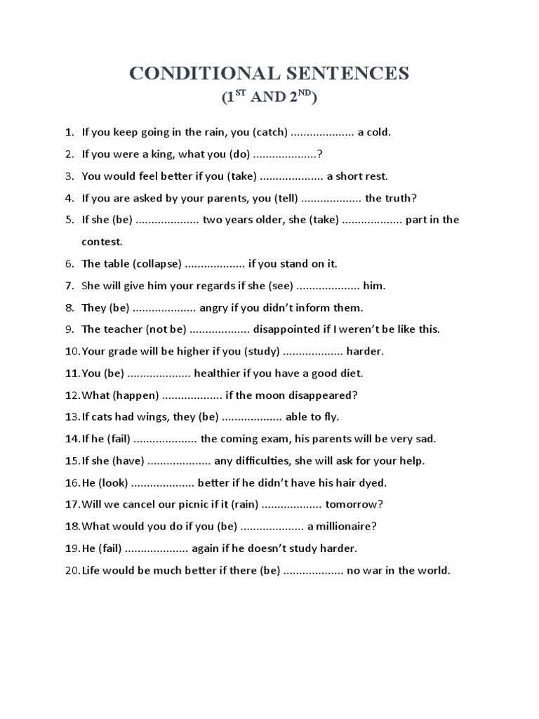 CONDITIONAL SENTENCES Type 1 2 | PDF
