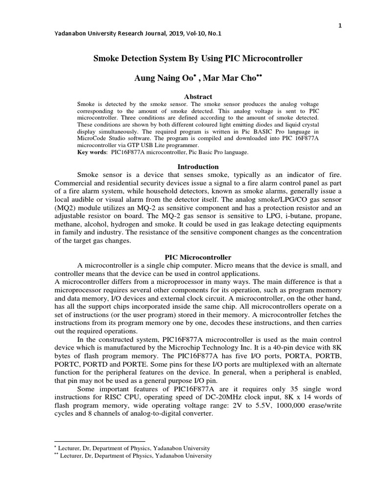 Smoke Detection System by Using PIC Microcontroller | PDF