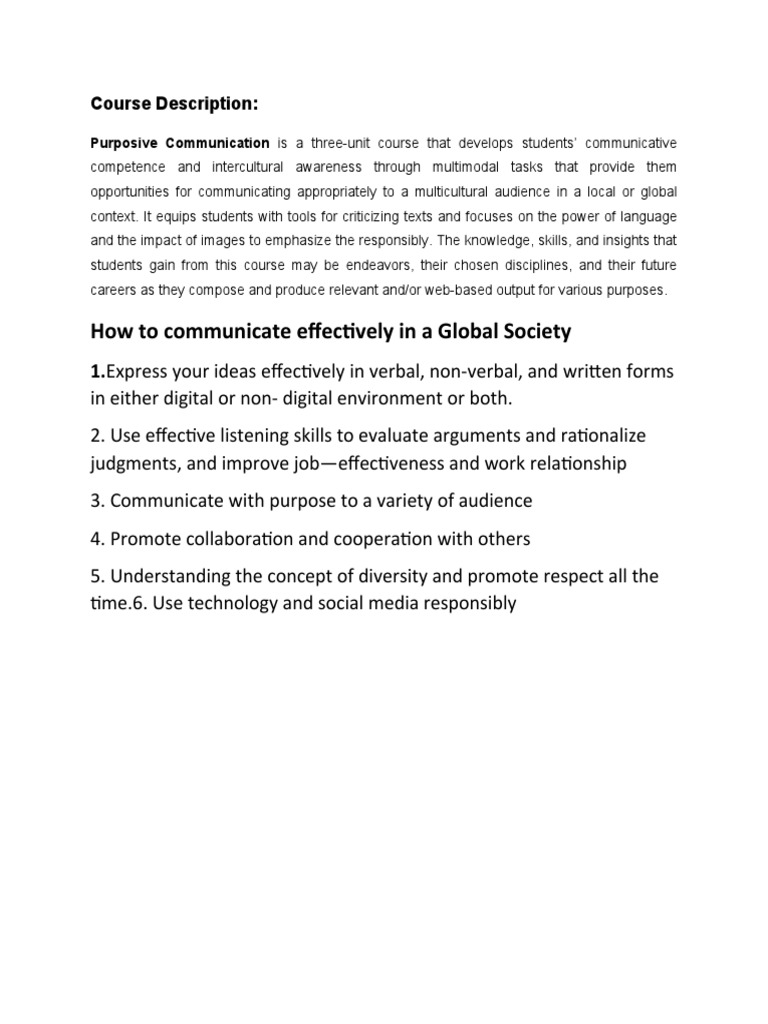 Effective Communication in Global Contexts | PDF