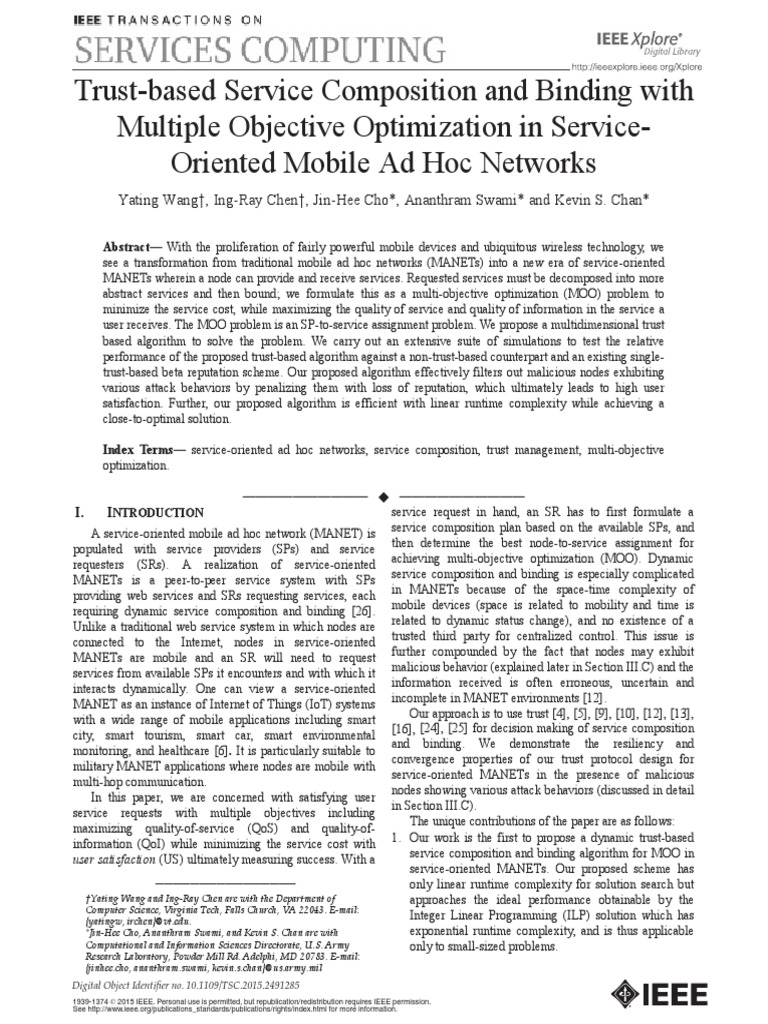 Trust-Based Service Composition and Binding With Multiple Objective ...