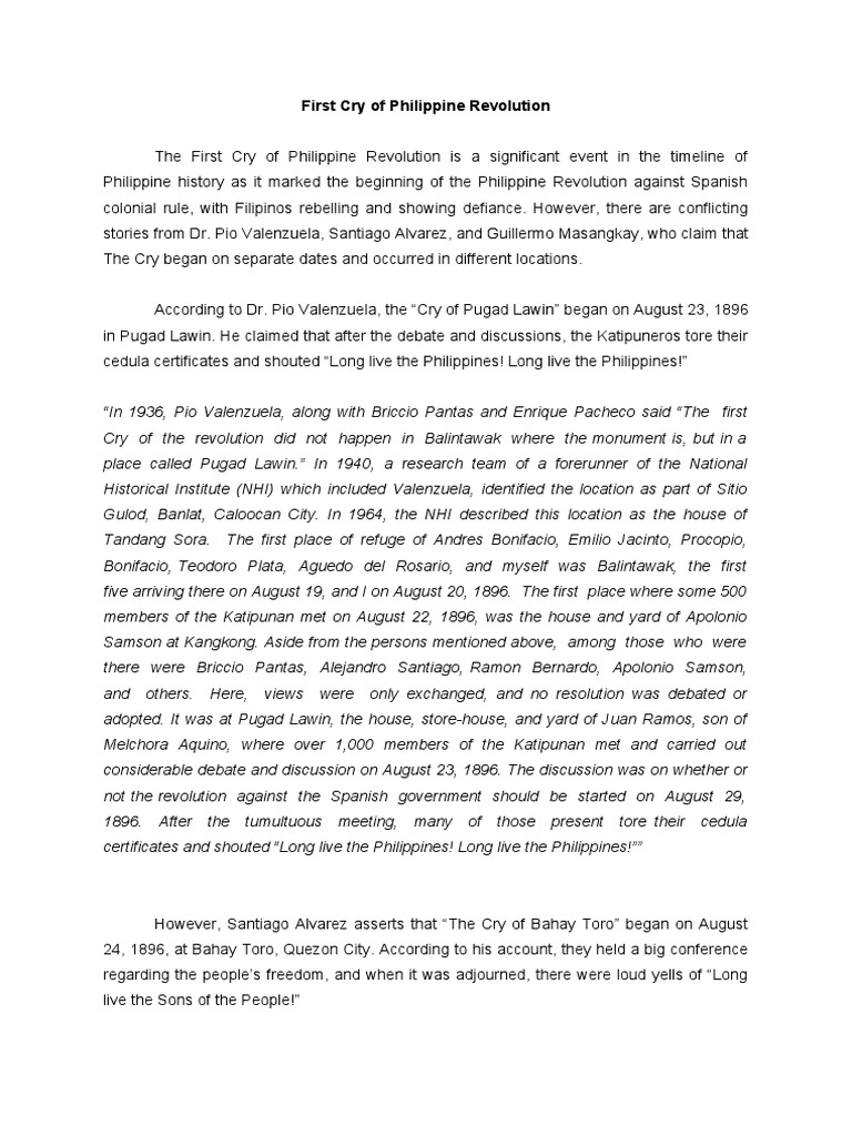 First Cry of Philippine Revolution and Rizal's Retraction | PDF | Wars ...