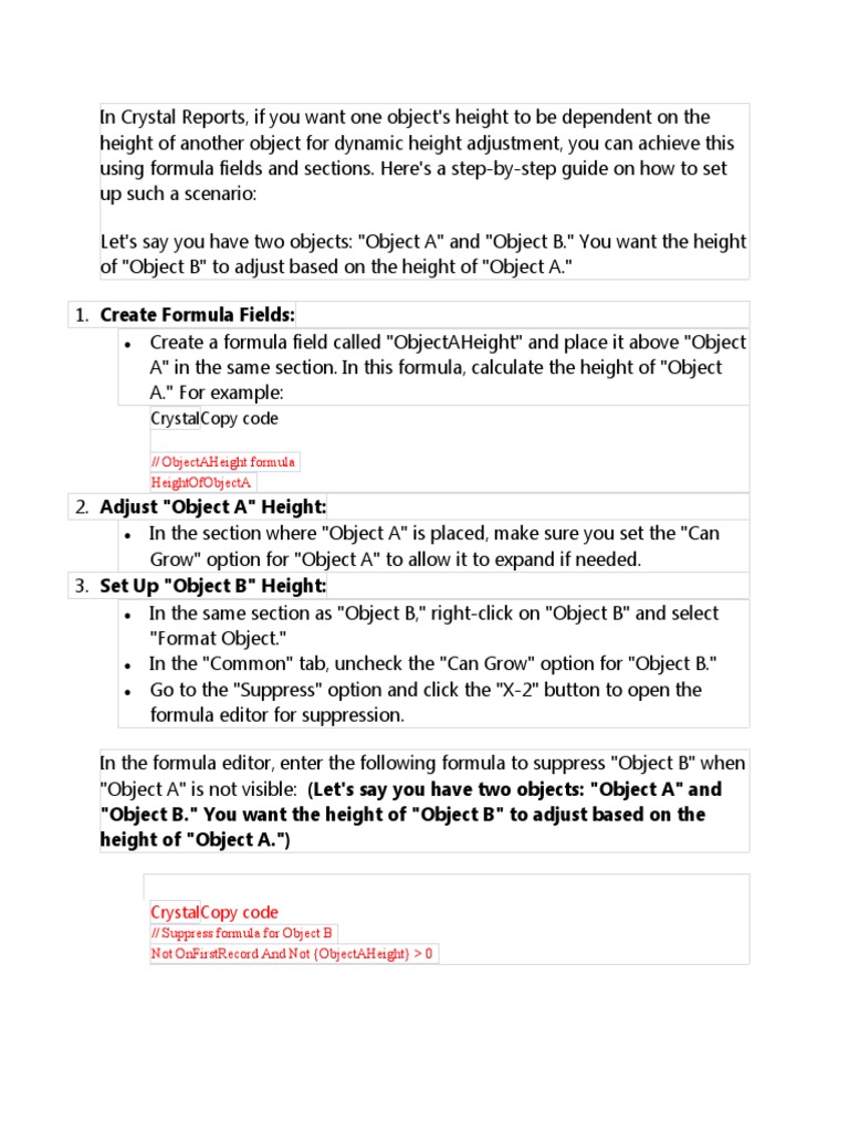 Dynamic Height Crystal Reports | PDF