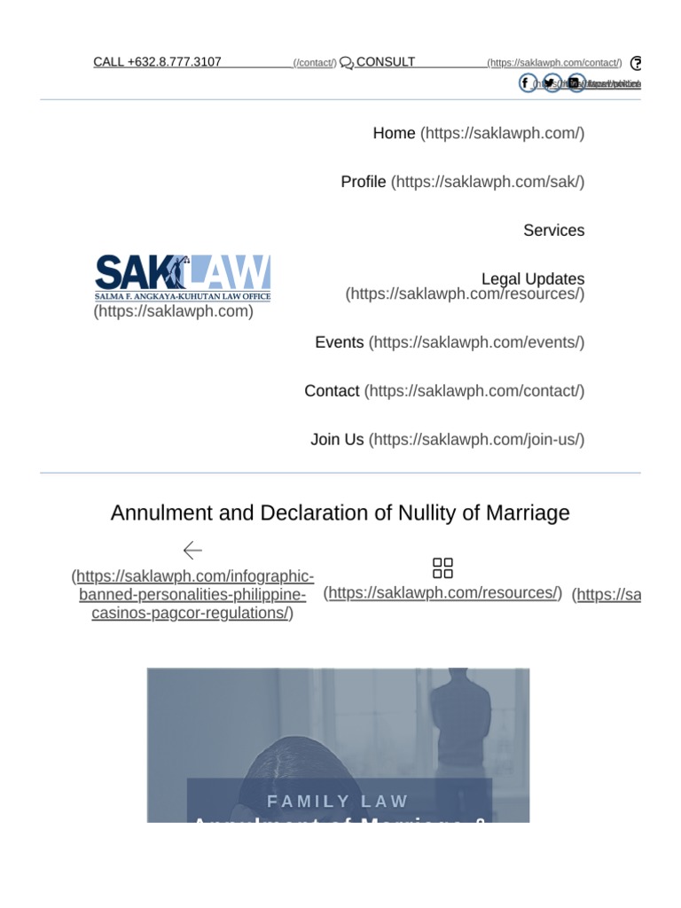 Annulment And Declaration Of Nullity Of Marriage Saklaw Pdf