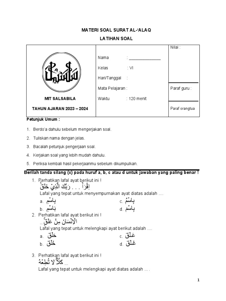 lATIHAN AL ALAQ | PDF