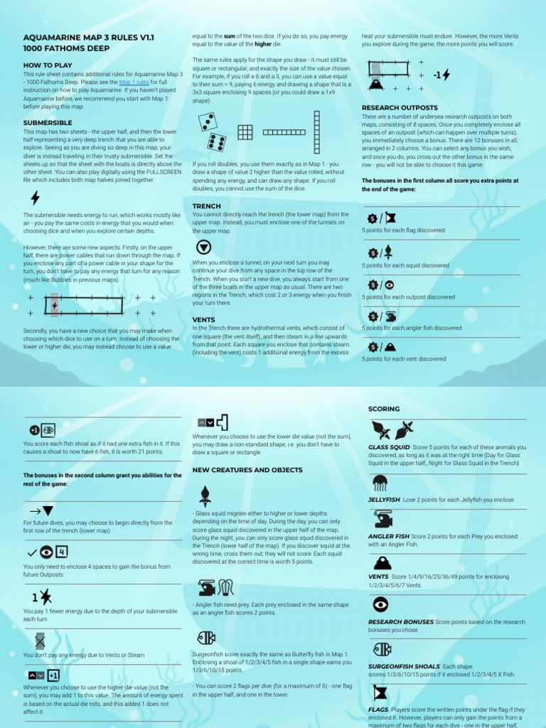 Aquamarine Map 3 Rules - 1000 Fathoms Deep - A4 | PDF | Hydrothermal ...