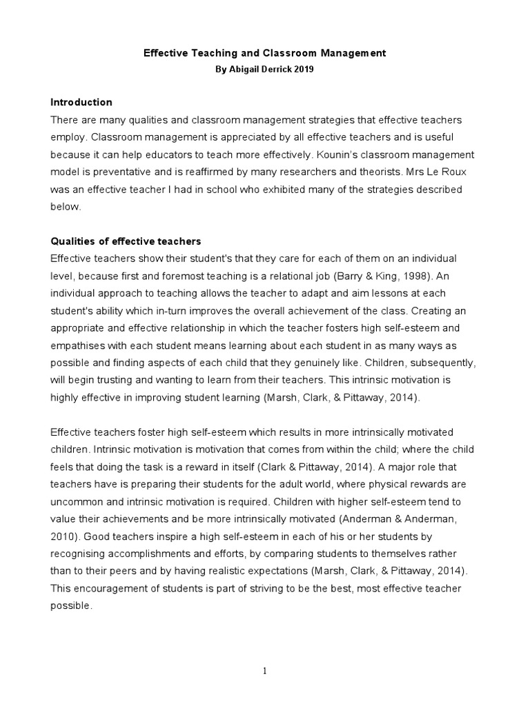 Effective Teaching and Classroom Management | PDF