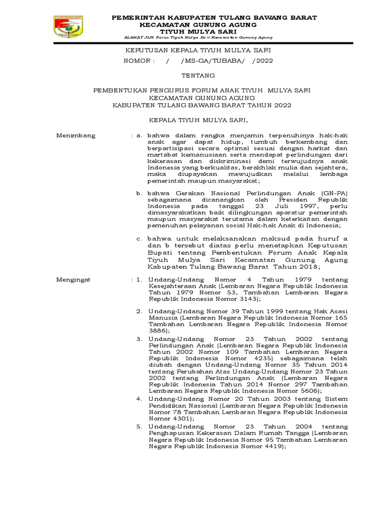 CONTOH SK Forum Anak TIYUH | PDF