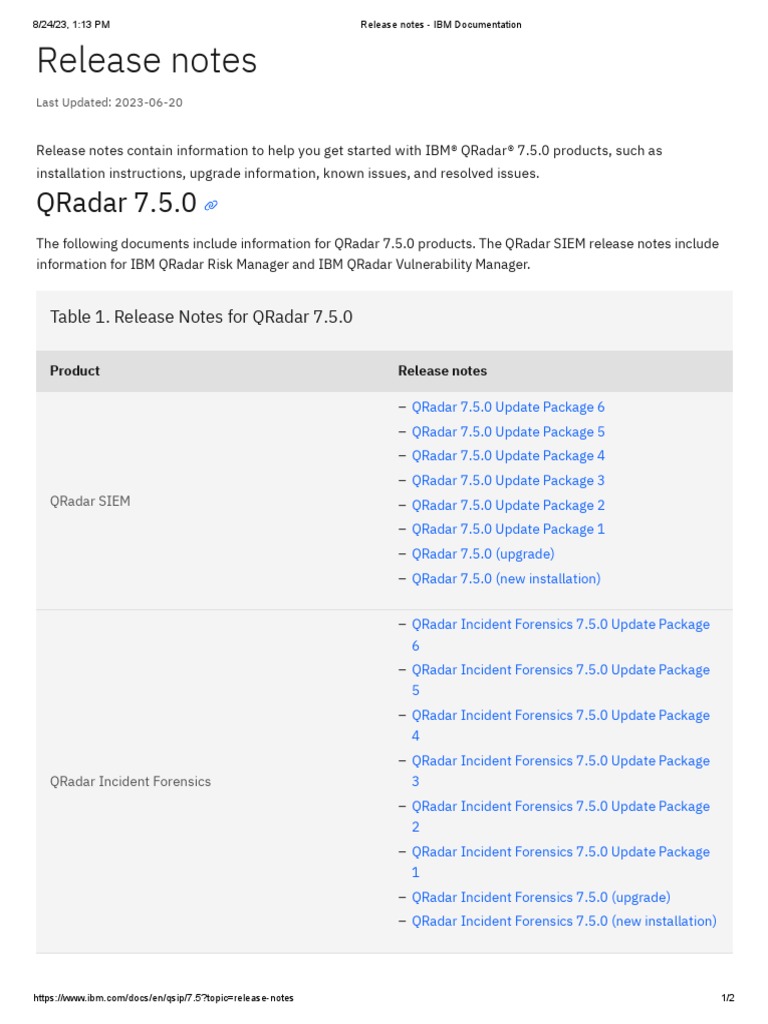 Release Notes - IBM Documentation | PDF