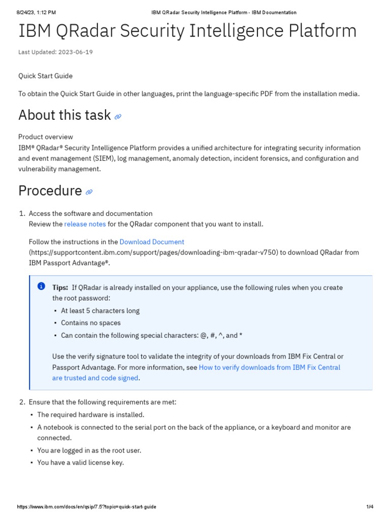 Ibm Qradar Security Intelligence Platform Ibm Documentation Pdf Ip Address Vulnerability