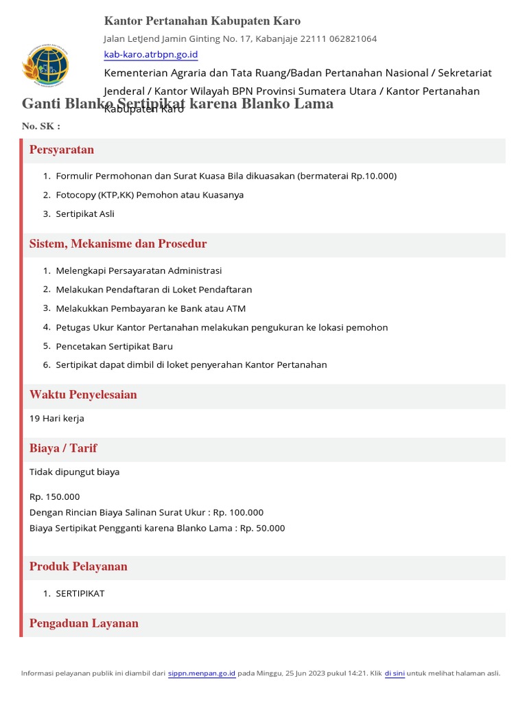 Unduh Standar Pelayanan - Ganti Blanko Sertipikat Karena Blanko Lama | PDF