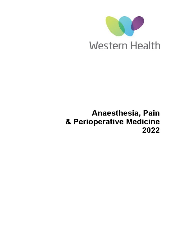 Trainee Orientation Handbook Anaesthesia Pain and Perioperative ...