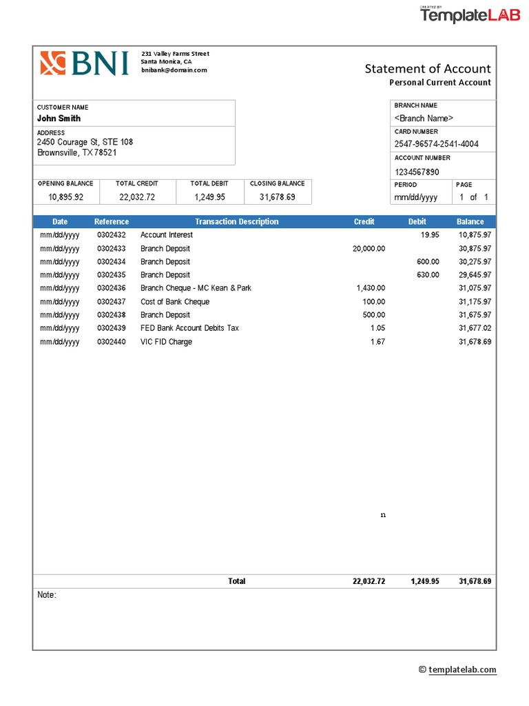 Personal Account Statement Summary | PDF | Transaction Account | Credit ...