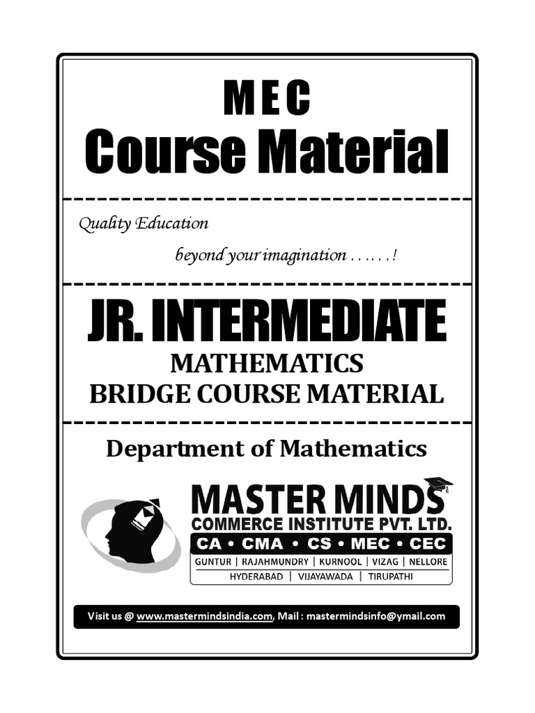 3_MATHS BRIDGE COURSE MATERIAL_23-24 (16 04 23) | PDF | Matrix ...