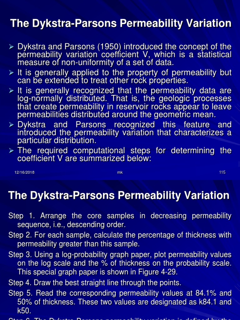 The Dykstra-Parsons Permeability Variation | PDF